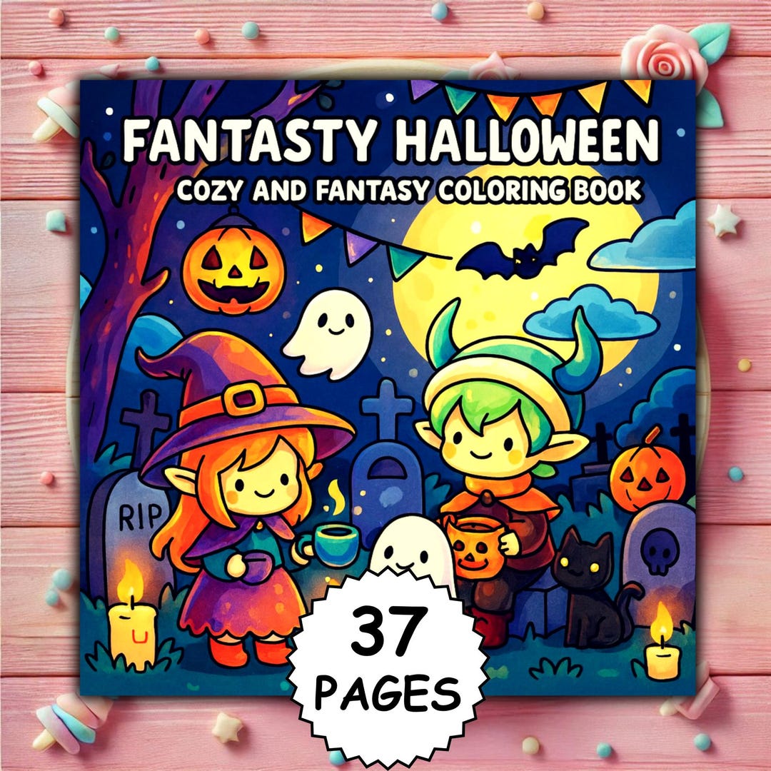 Kawaii Halloween Coloring Book – Spooky Art, 37 Pages (PDF & Procreate ...