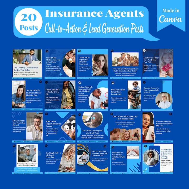 Insurance Agent Social Media Templates: 250 Editable Canva Posts - Etsy