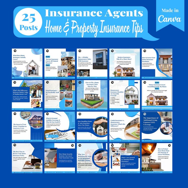 Insurance Agent Social Media Templates: 250 Editable Canva Posts - Etsy