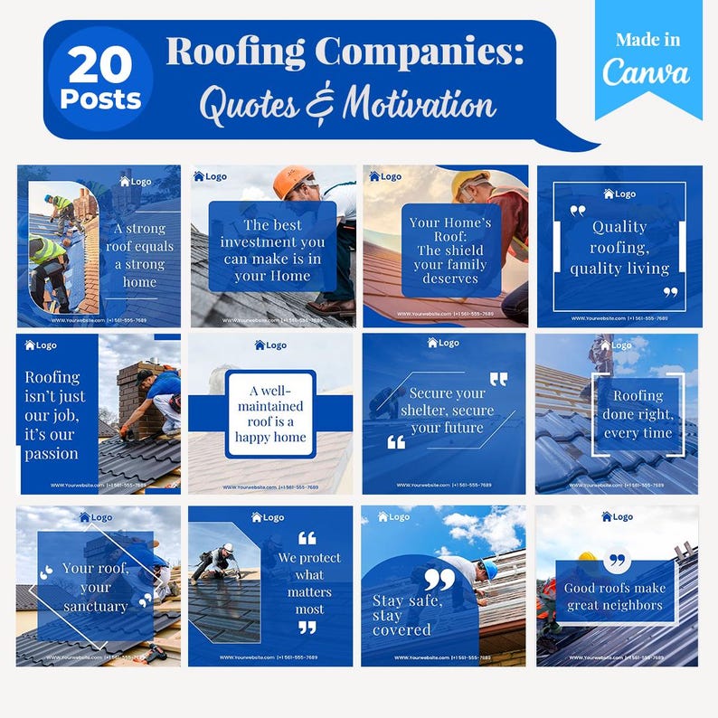 Roofing Companies Social Media Templates: 250 Editable Canva Posts - Etsy