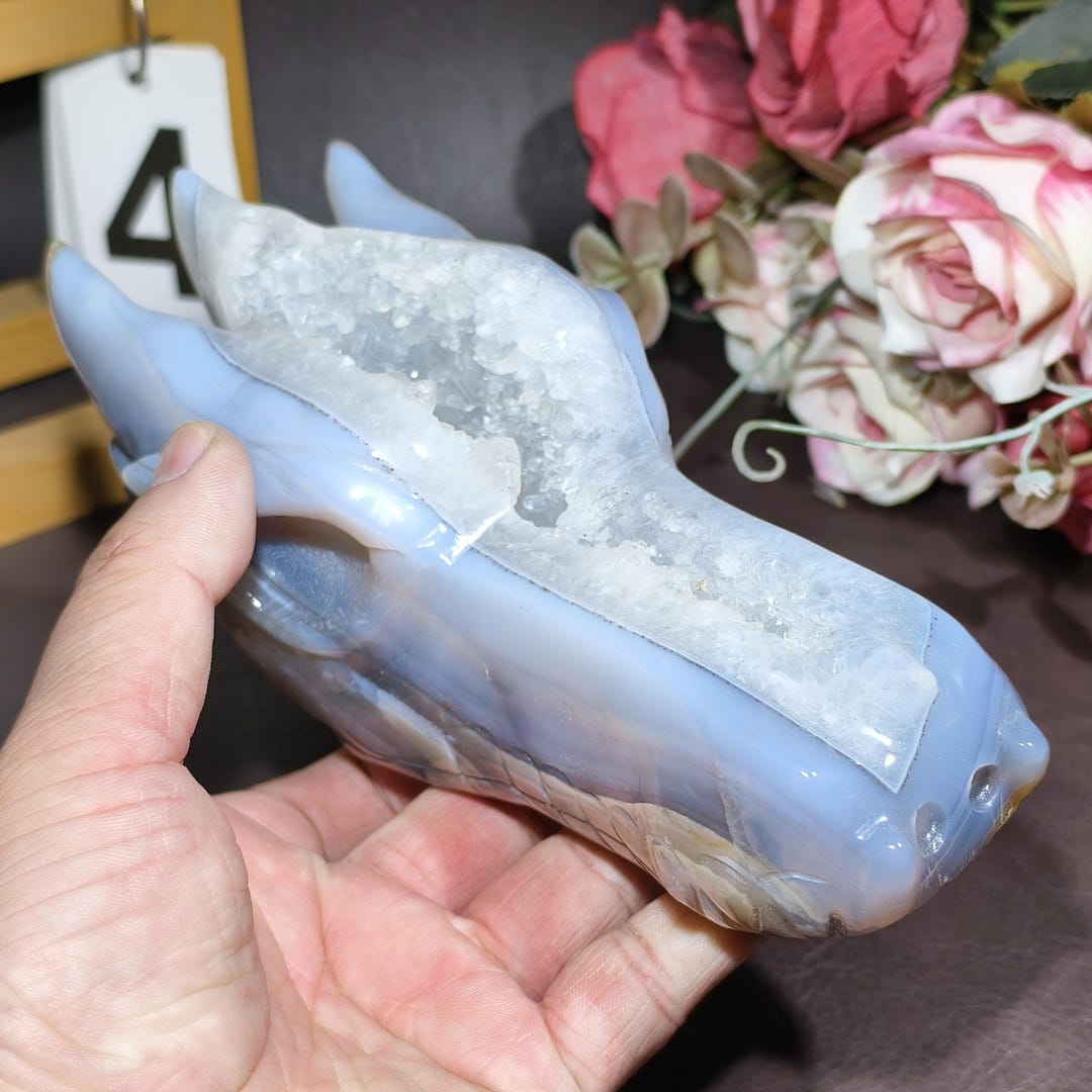 Hand-carved Agate Geode Dragon Head Skull Sculpture; Agate Carvings - Etsy