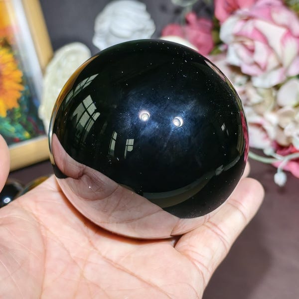 Obsidian Sphere - Etsy