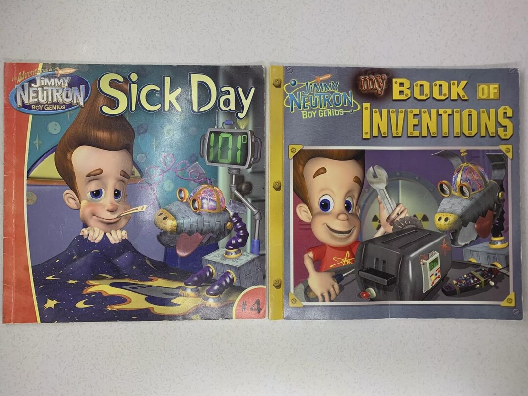 Jimmy Neutron Boy Genius My Book of Inventions/ Sick Day Lot of 2 (2000 ...