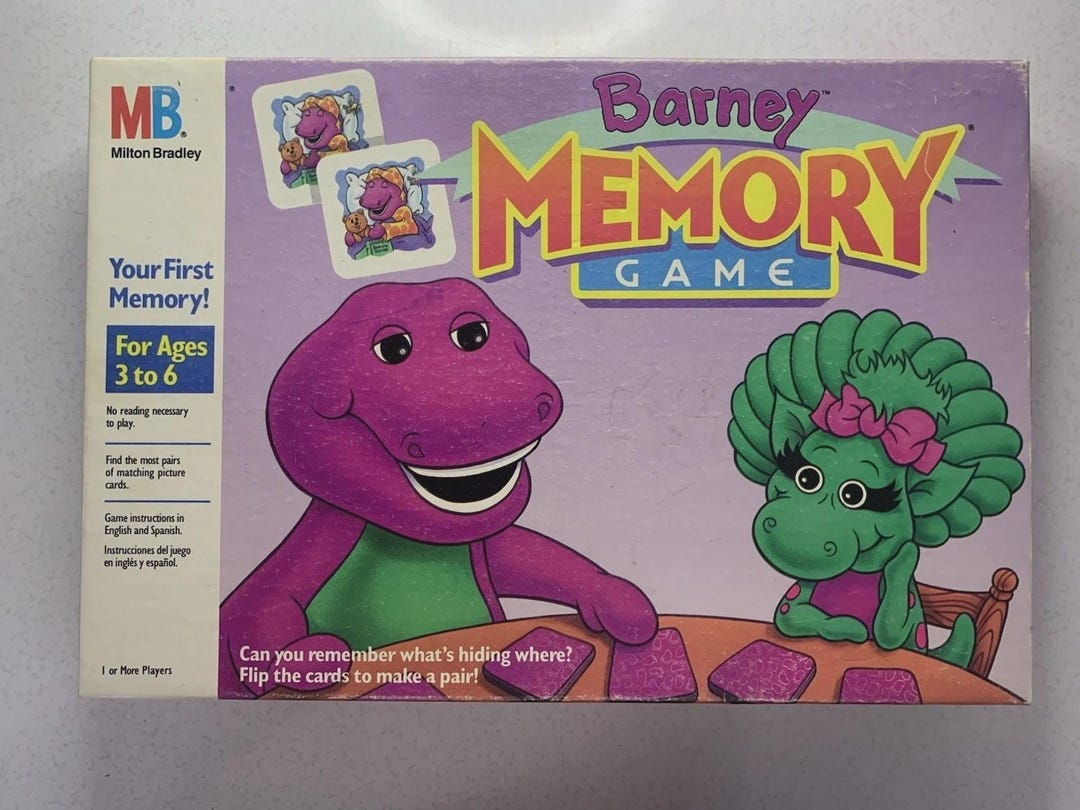 Vintage BARNEY Memory Game 1993 Milton Bradley BABY BOP 72 Play Cards ...