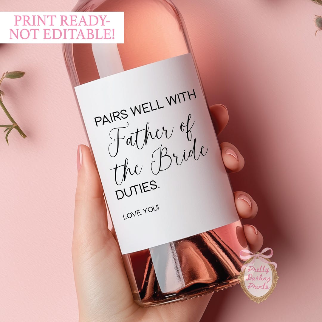Printable Father of the Bride Wine Label Gift Wine Bottle Label Digital ...