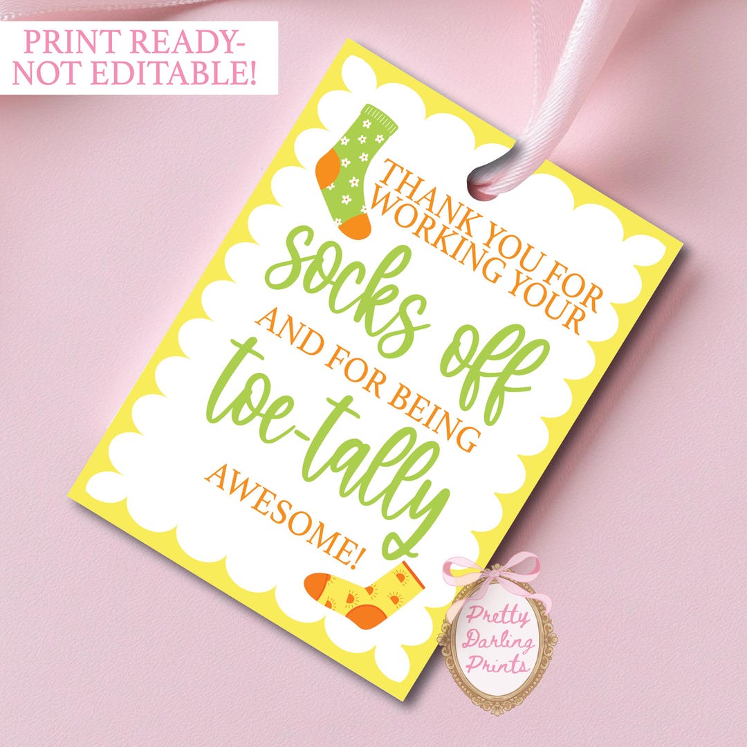Printable Socks Tag Gift Tag Thank You Gift Tag DIY Thank You Tag Thank ...