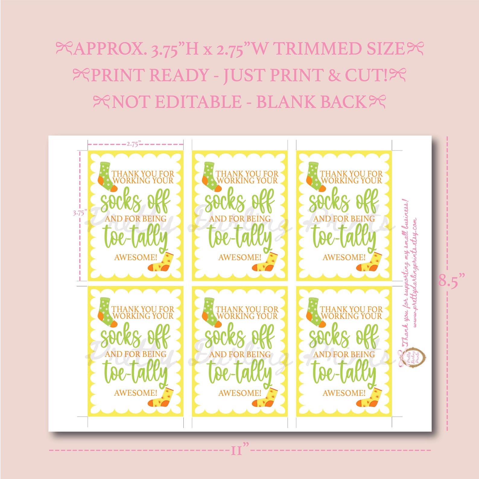 Printable Socks Tag Gift Tag Thank You Gift Tag DIY Thank You Tag Thank ...