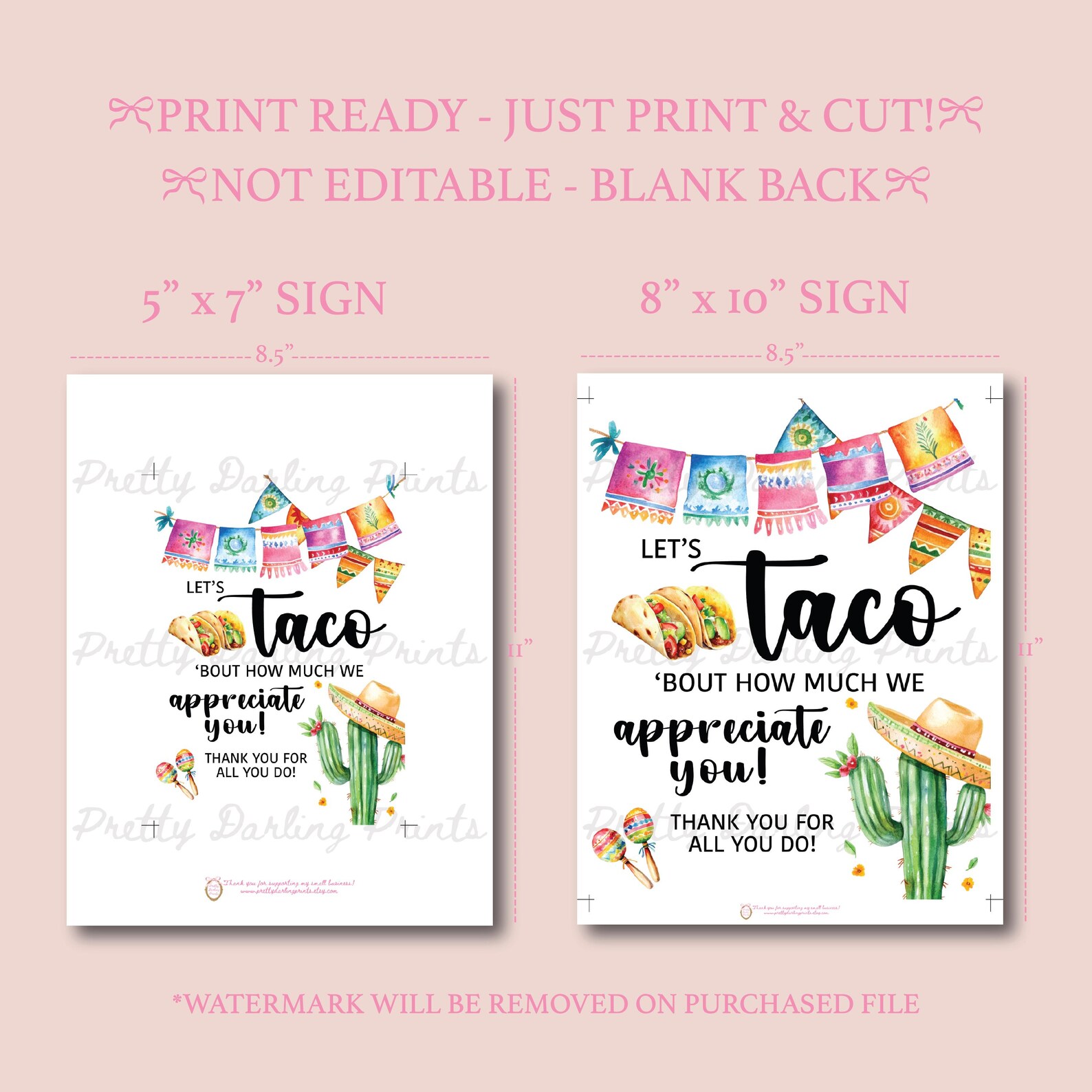 Taco Appreciation Sign Printable Employee Appreciation Staff ...