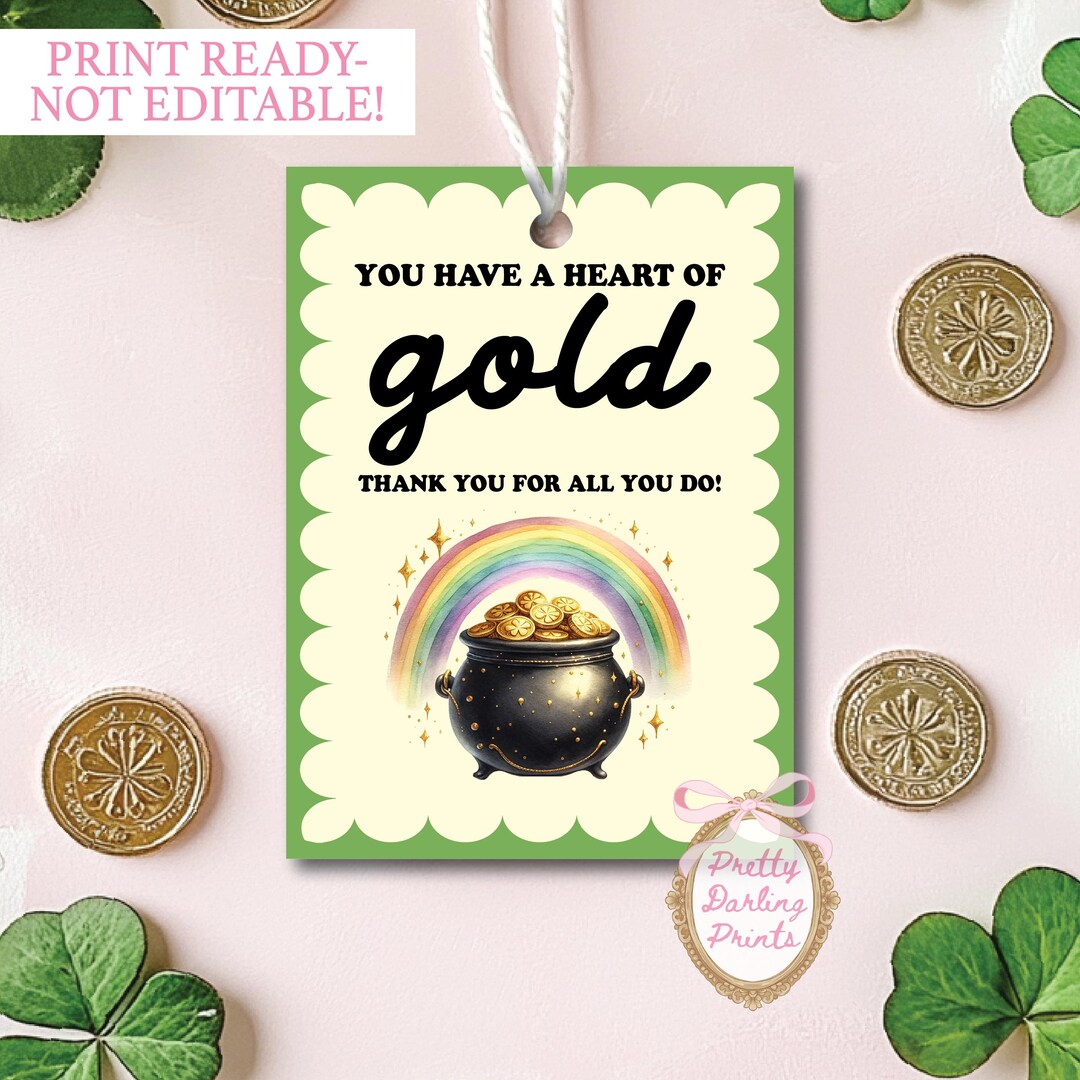 St Patricks Day Staff Appreciation Tag Printable Gift Tag Thank You Tag ...