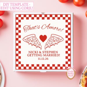 That's Amore Wedding Pizza Box Label Template Sticker Template Custom ...