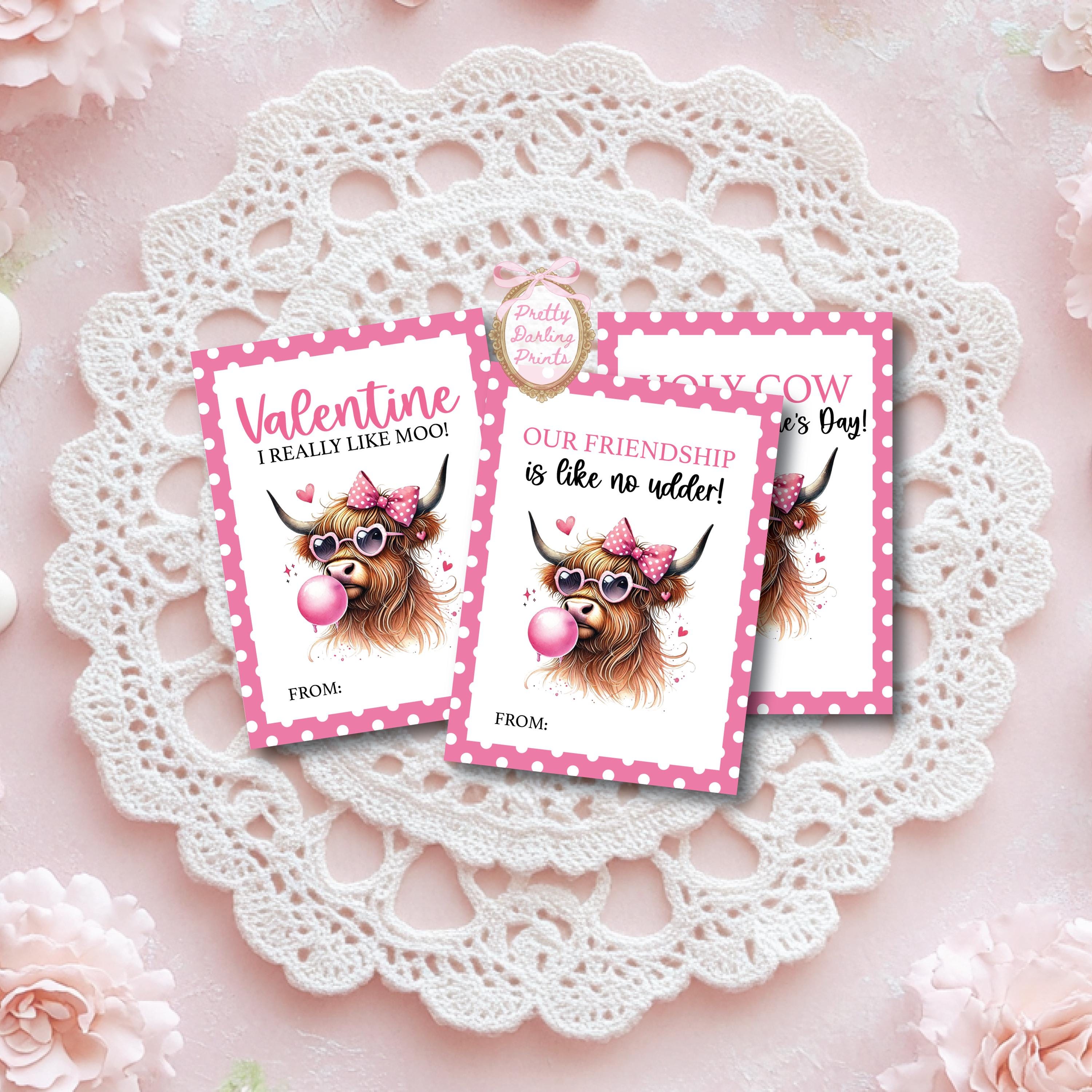 Highland Cow Valentines Day Cards Printable Valentine for Kids ...