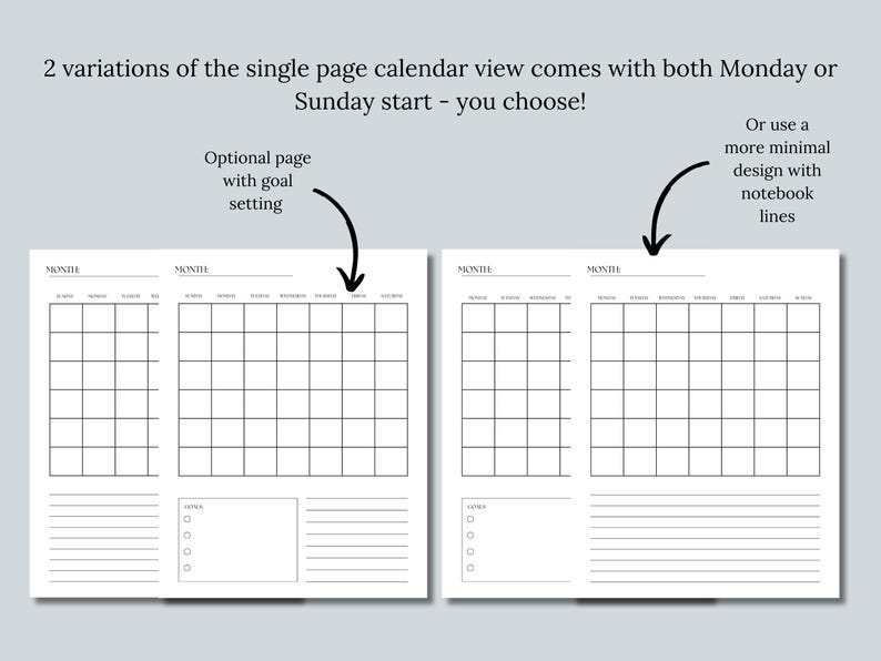 Printable Monthly Planner Bundle Digital Instant Download US Letter ...