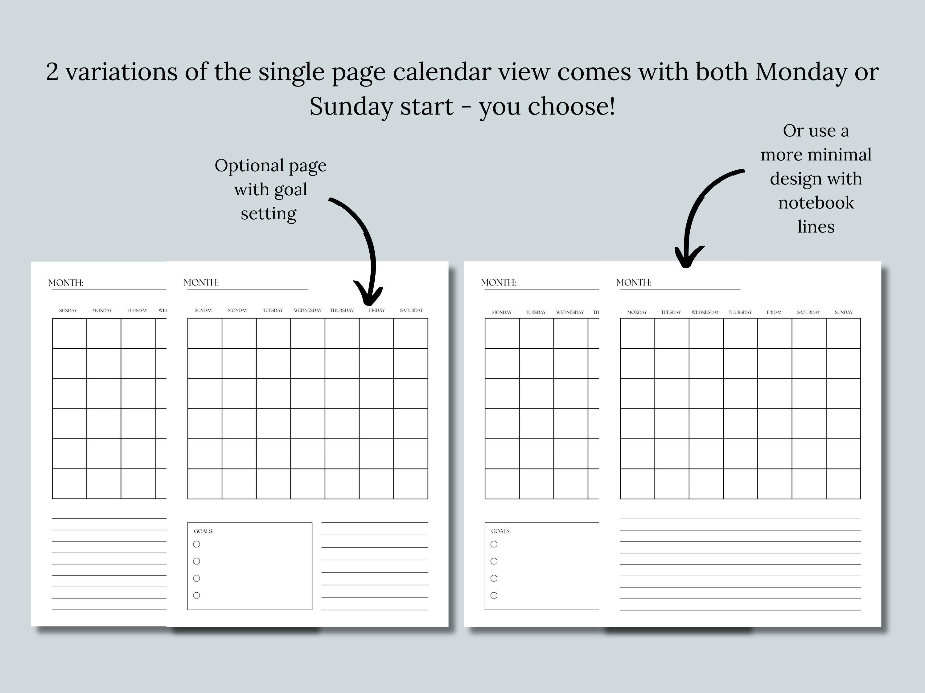 Printable Monthly Planner Bundle Digital Instant Download US Letter ...