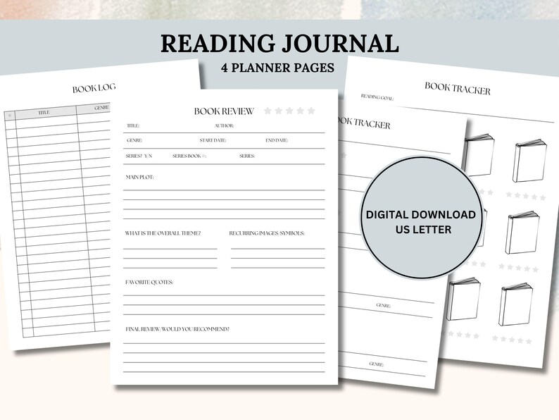 Printable Reading Planner PDF Instant Download Book Planner Pages for ...