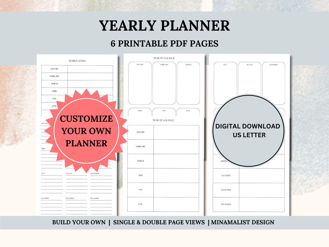 Printable Yearly Planner Goal Setting PDF Pages Instant Digital ...