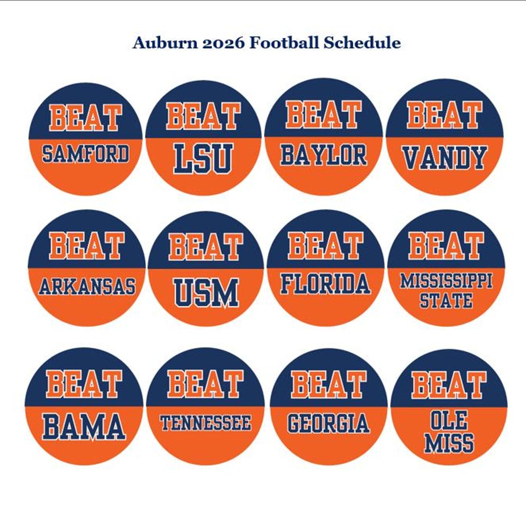 3” College Gameday Buttons | Auburn 2026 Football Schedule Beat Buttons ...