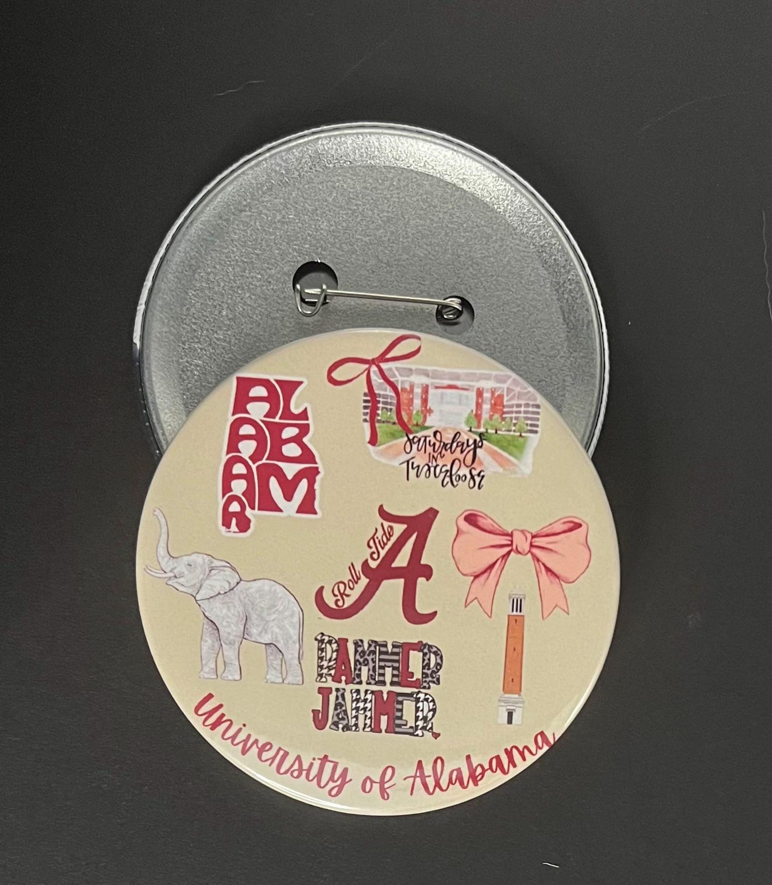 3” Gameday School Spirit Buttons University of Alabama Roll Tide Lank ...
