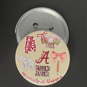 3” Gameday School Spirit Buttons University of Alabama Roll Tide Lank ...