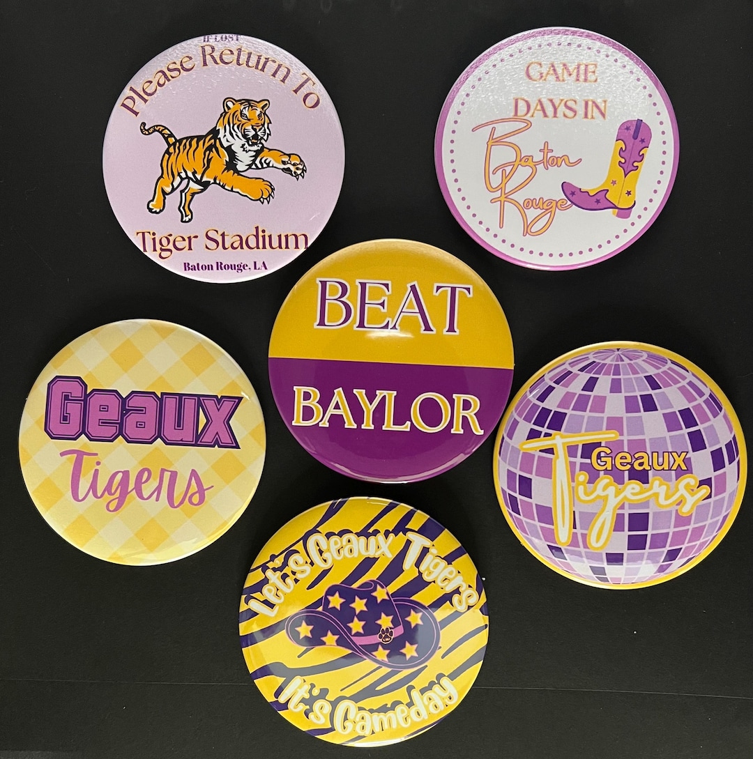 3” Game Day Pin Back Buttons | LSU | Geaux Tigers | College Football ...