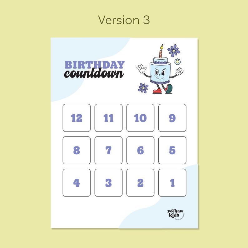 Printable Birthday Countdown Calendar for Kids | Instant Download ...