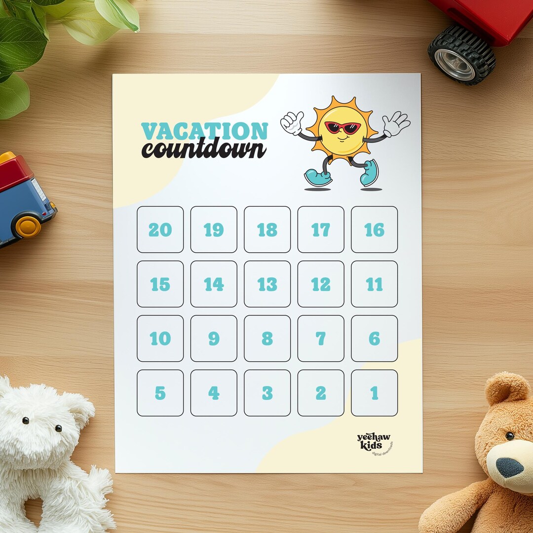 Printable Vacation Countdown for Kids | Instant Download | Digital File ...