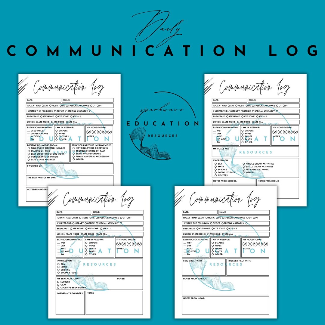 Daily Communication Log Parent Teacher Communication Sheet Student ...