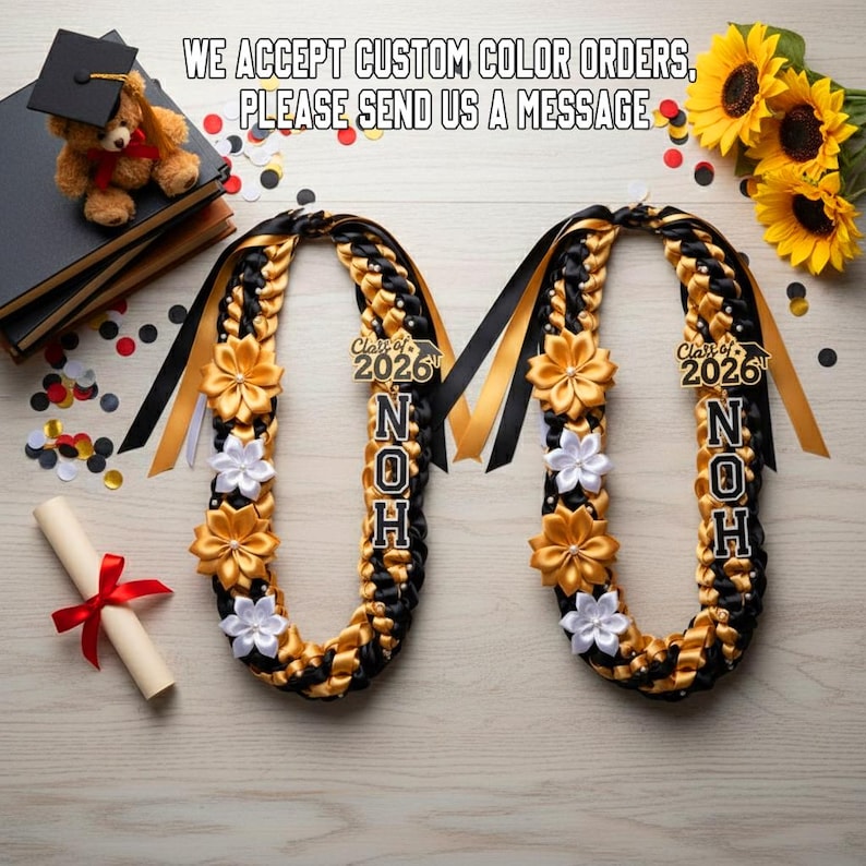Personalized Graduation Lei With Flower, Graduation Lei 2026 With Name ...