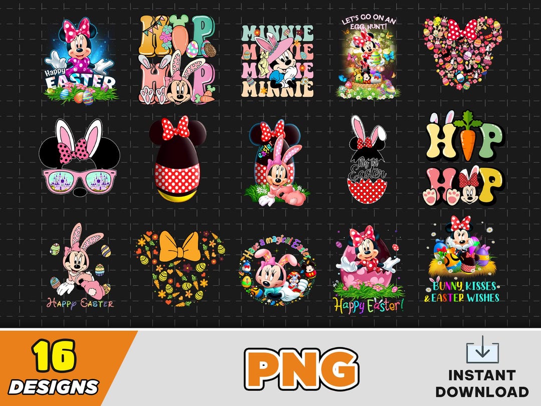 Minnie Mouse Easter Day Png Bundle, Dlsney Minnie Mouse Happy Easter ...