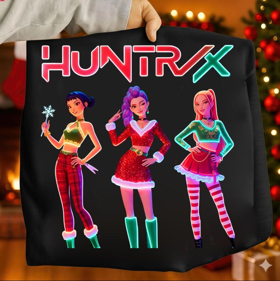 Christmas Huntrix Kpop Demon Hunters Neon Christmas PNG, Kpop Huntrix ...