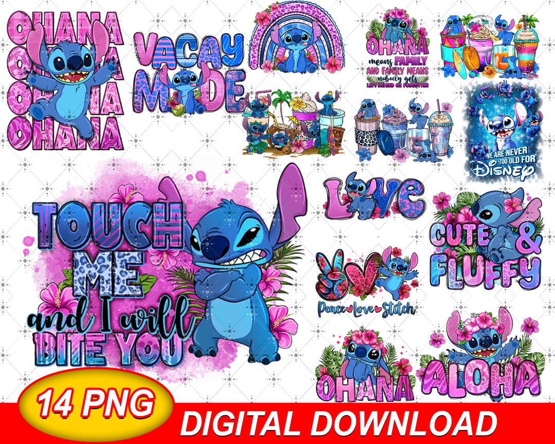 14 PNG Stitch Aloha Design, Stitch and Lilo Summer, Funny Stitch Bundle ...
