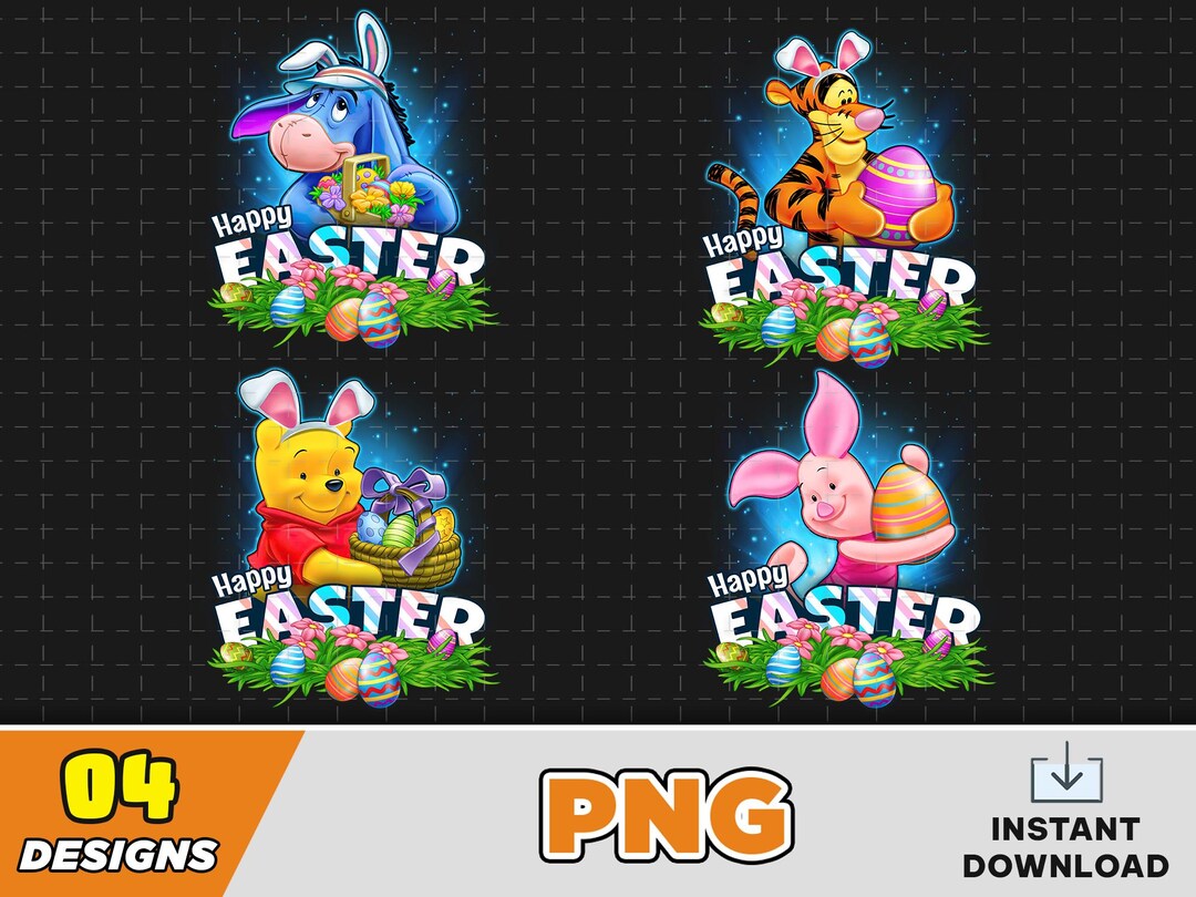 Winnie the Pooh Easter Day PNG Bundle, Dlsney Easter Day 2025 Bunny ...