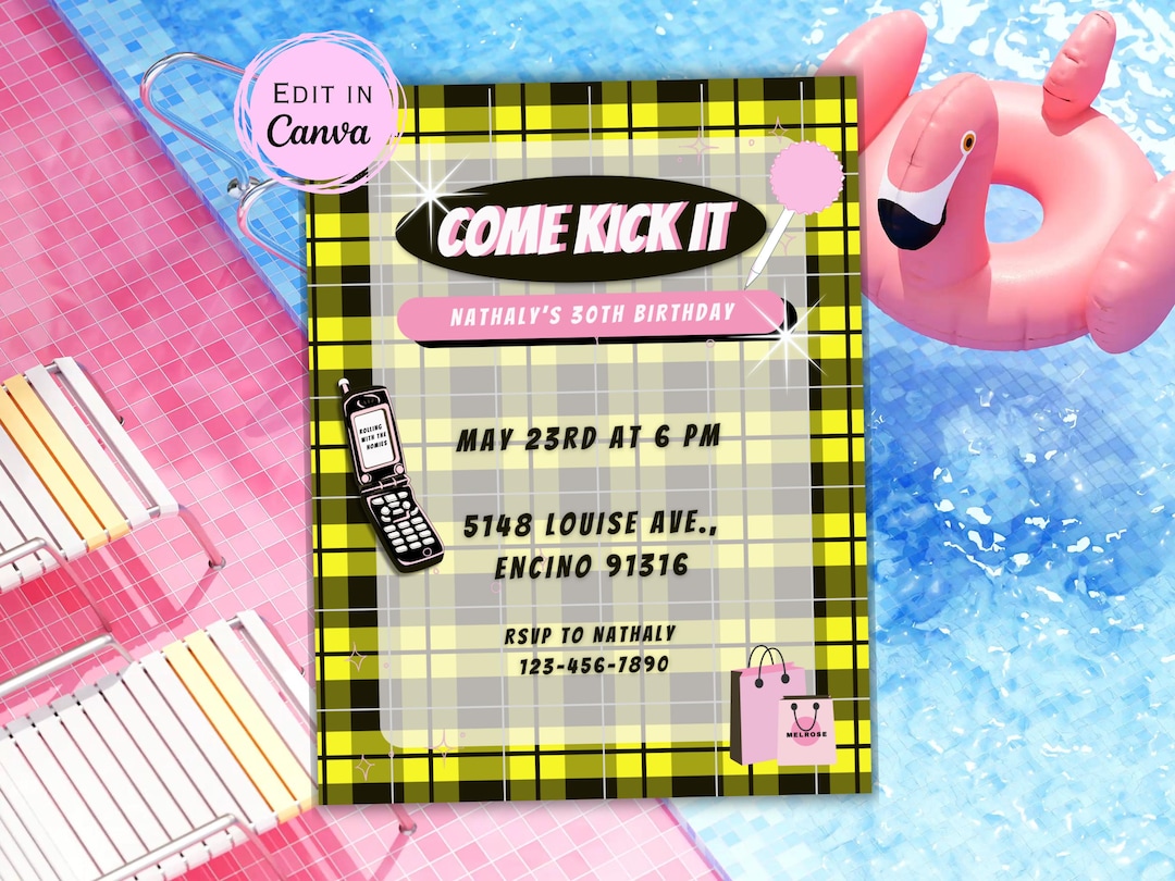 Clueless Birthday Invitation Template: 90s Party, Editable Canva Design ...