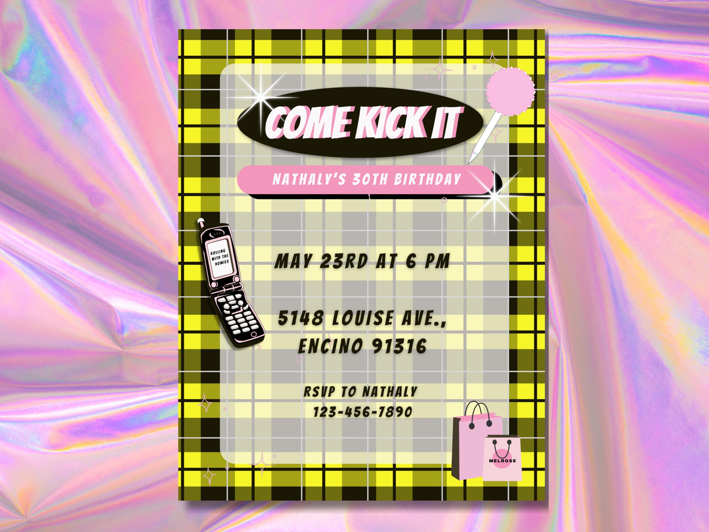 Clueless Birthday Invitation Template: 90s Party, Editable Canva Design ...