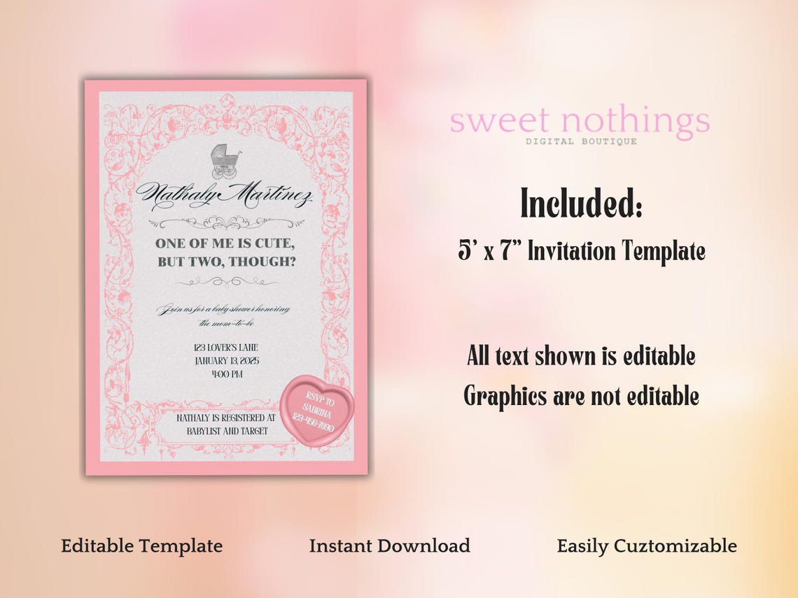 Sabrina Carpenter Baby Shower Invitation: Pink Baroque Frame (canva ...