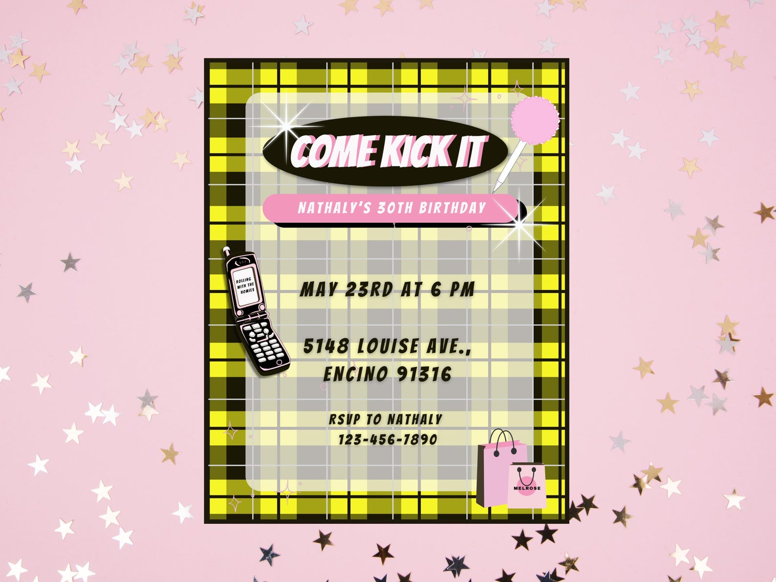 Clueless Birthday Invitation Template: 90s Party, Editable Canva Design ...