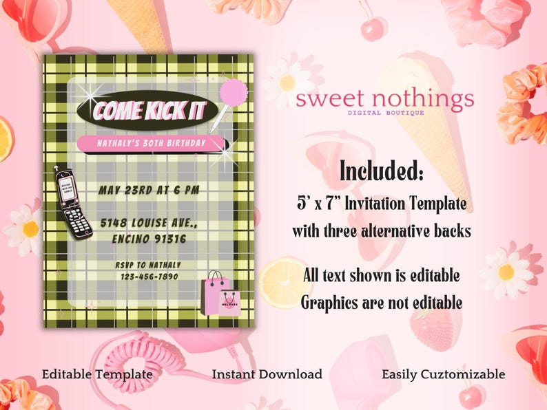 Clueless Birthday Invitation Template: 90s Party, Editable Canva Design ...