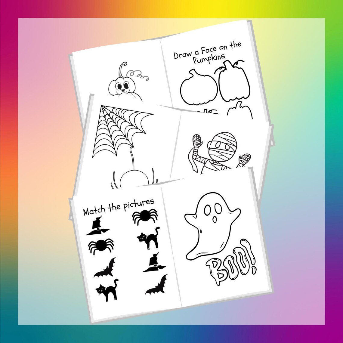 Printable Mini Halloween Coloring Book 8 Fun Pages for a DIY Halloween ...