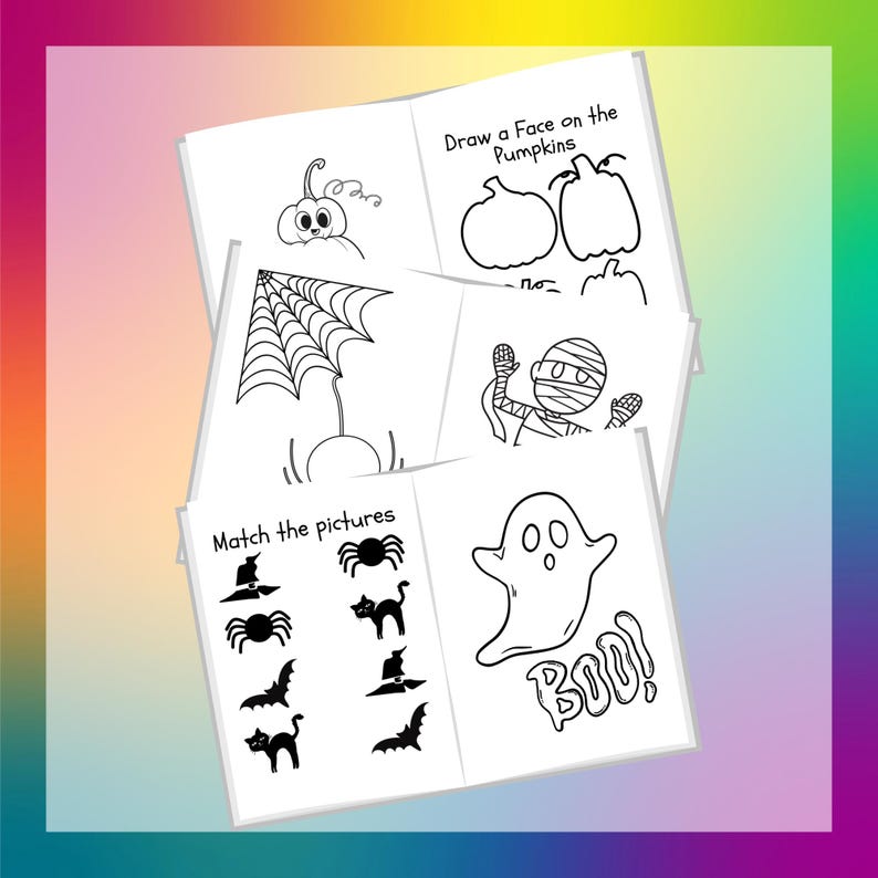 Printable Mini Halloween Coloring Book 8 Fun Pages for a DIY Halloween ...