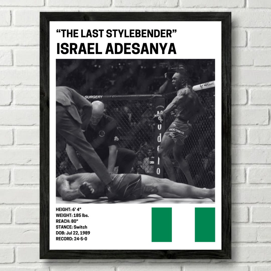 Israel Adesanya Poster, Fighter Wall Art Decor, UFC, Mixed Martial Arts ...