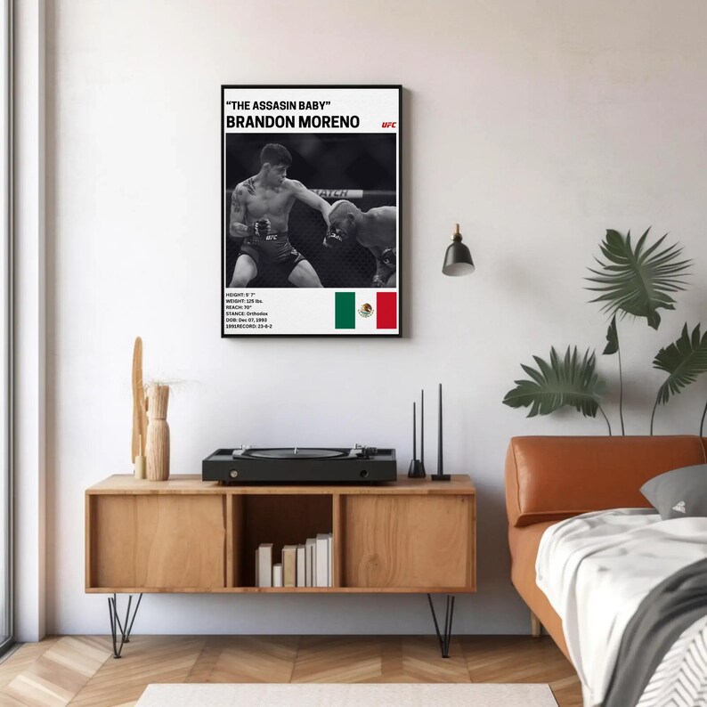 Brandon Moreno Poster, UFC Fighter Wall Art Decor, the Assasin Baby ...