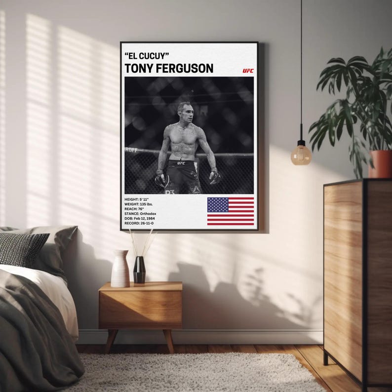 Tony Ferguson Poster, UFC Fighter Wall Art Decor, El Cucuy, MMA, UFC ...