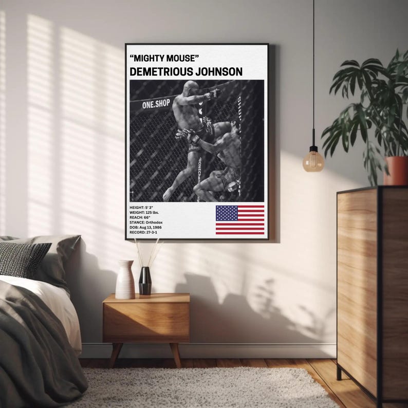 Demetrious Johnson Edition, Fighter Wall Art Decor, Mighty Mouse, MMA ...