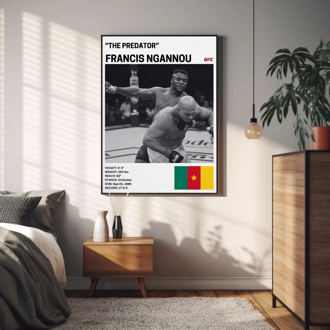 Francis Ngannou Poster, UFC Fighter Wall Art Decor, the Predator, MMA ...