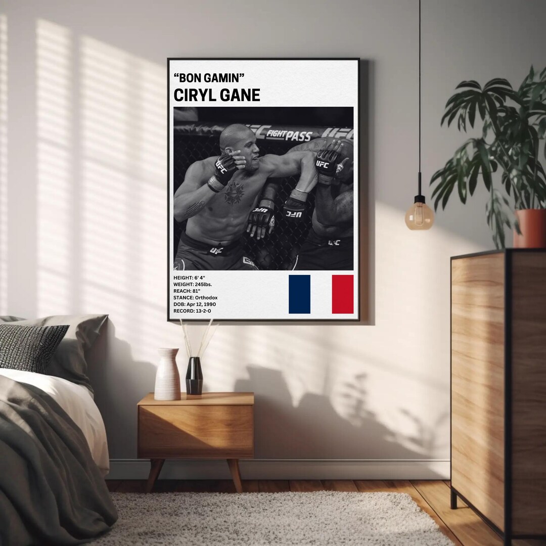 Ciryl Gane Poster, Fighter Wall Art Decor, Bon Gamin, MMA, Mixed ...