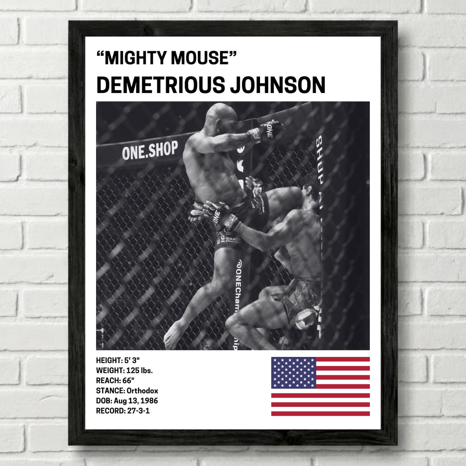 Demetrious Johnson Poster, Fighter Wall Art Decor, UFC, Mixed Martial ...