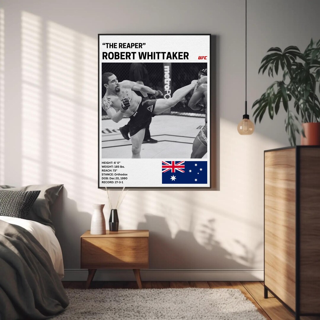 Robert Whittaker Poster, UFC Fighter Wall Art Decor, the Reaper, MMA ...