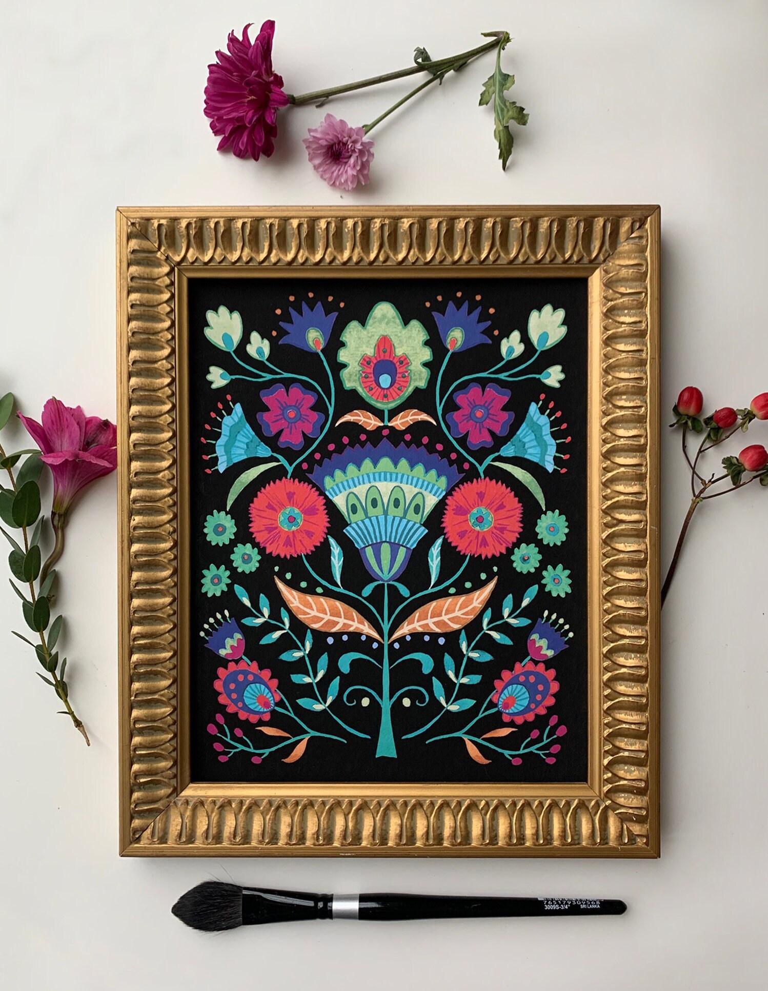 8x10" Art Print: Folk Floral - Etsy