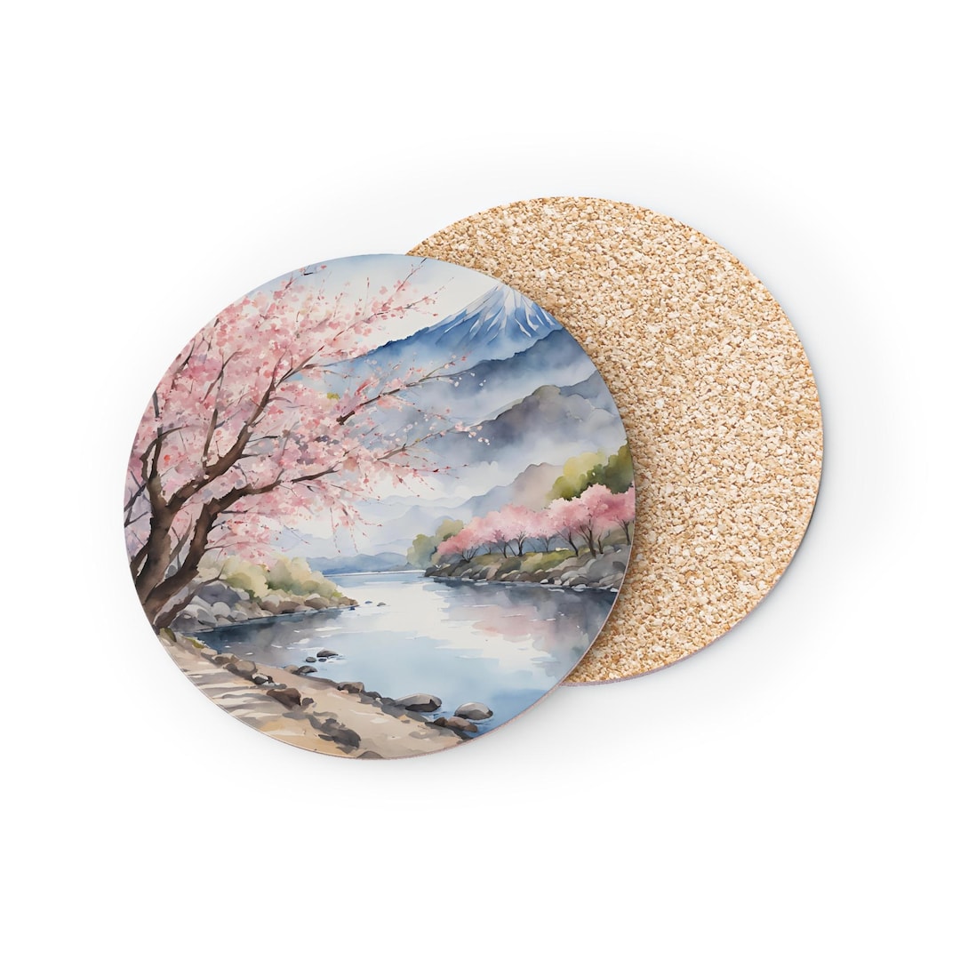 Cherry Blossom Coasters Set, Sakura Drink Coasters, Asian Floral Decor ...
