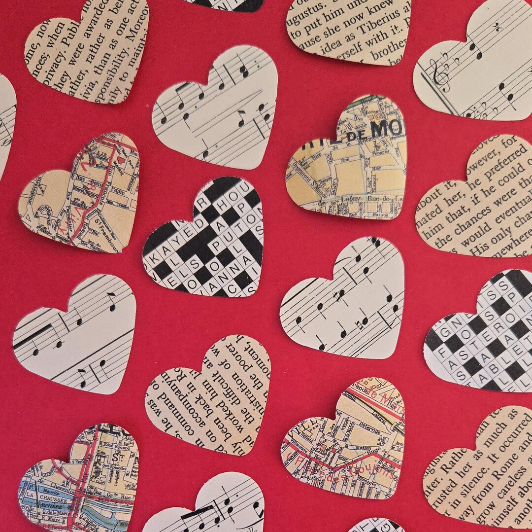 20 Vintage Paper Heart Cutouts Ephemera Junk Journal Hearts Paper ...