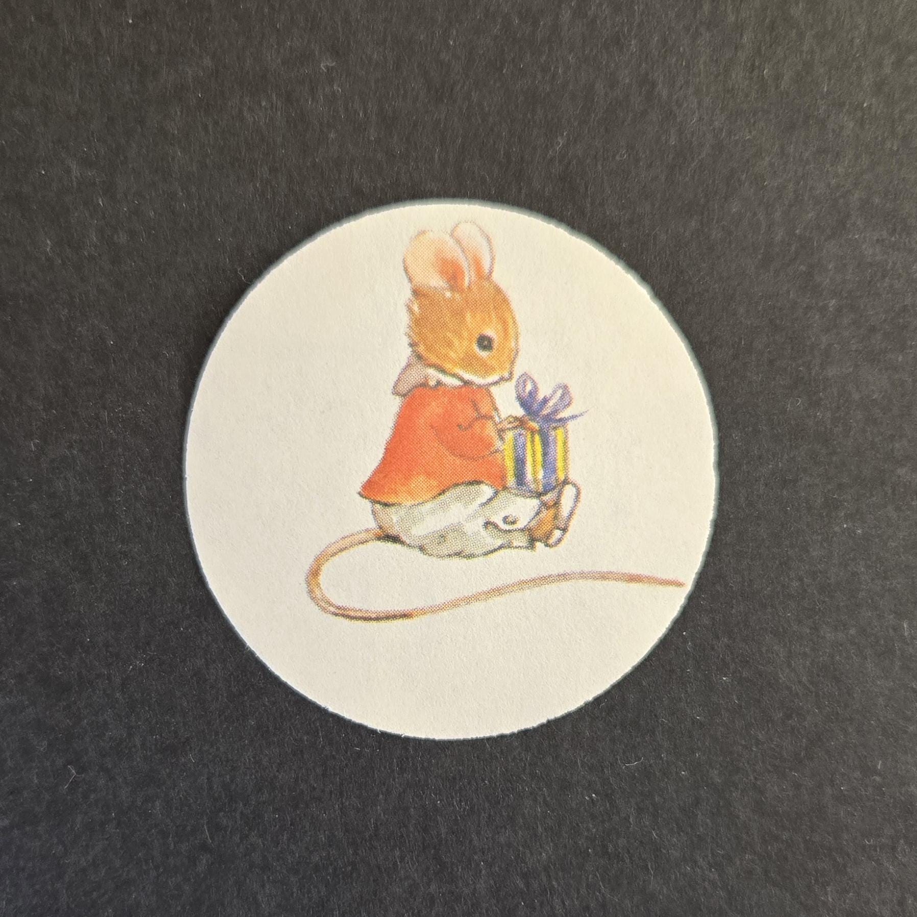 12 Vintage Birthday Wrapping Paper Circle Cutouts Cute Mice ...
